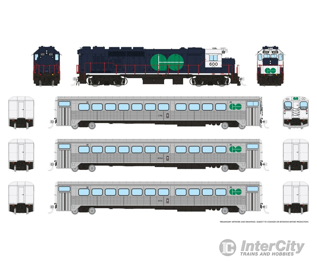 Rapido 226001 HO GO Transit Set (DC/Silent): Blue Set #1 (Loco: 600 Ca